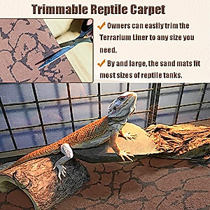 Tfwadmx Reptile Carpet Sand Mat for Bearded Dragon Terrarium Substrate Liner Brown Reversible Lizard Bedding Mats for Cage Leopard Gecko Tortoise Turtle Snake Chameleon with Tweezer 20"x 39"(2 Pcs)