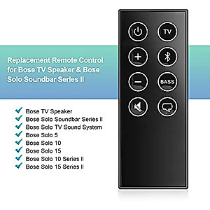 Replacement Remote Control for Bose TV Speaker and Solo Soundbar Series II,Compatible with Bose Solo 5 10 15 Series II TV Sound System 410376 418775 431974 845194 740928-1120 838309-1100 with Battery