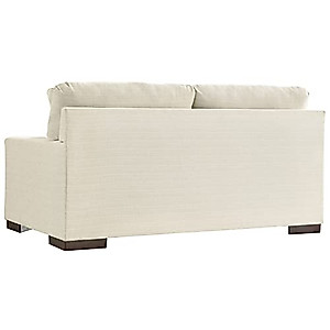Signature Design by Ashley Maggie Contemporary Upholstered Loveseat with Accent Pillows, Off-White