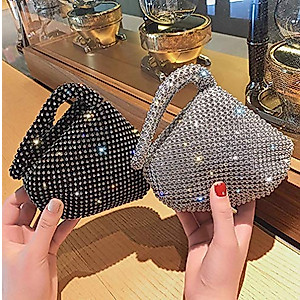 TOPCHANCES Women's Triangle Bling Clutch Purses and Handbags, Rhinestone Evening Bags and Clutches for Women Gilrs (Silver)