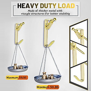 120PCS Wall Picture Hangers, Hoedia Picture Hanging Kit with Heavy Duty Hooks and Nails - 50LBS+30LBS, Gold