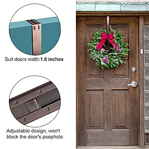 Myfolrena Wreath Hanger Adjustable Door Hanger Wreath Hanger for Front Door 15-24inch,Over The Door Wreath Hanger, Hold Up 20lb (Nickle-2 Pack)