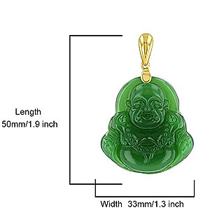 Shop-iGold Happy Laughing Buddha Green Jade Pendant, Genuine Certified Grade A Jadeite Jade Hand Crafted, Buddha Medallion, Buddha charm, Buddha Pendant, Good Luck Green Jade statue pendant