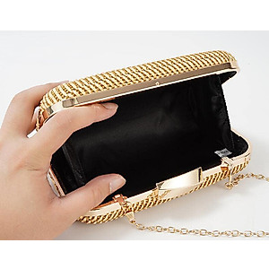 Women Braided PU Evening Bag Box Formal Clutch Purse for Wedding Party(White)