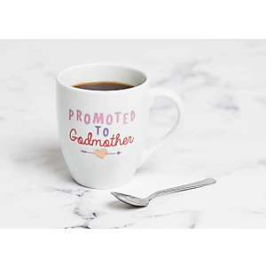 Pearhead Promoted To Godmother Mug, Keepsakes For Godmothers, New Baby Blessing Keepsakes, Godmother Proposal Gift, White