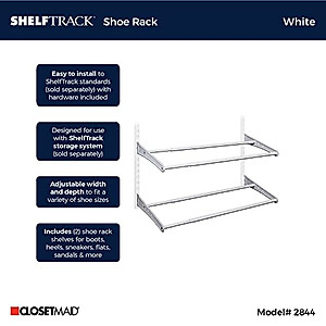 ClosetMaid 28440 ShelfTrack Expandable Shoe Rack, 24" x 42", White