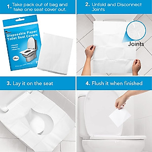 Disposable Toilet Seat Cover - 50 Count Large Flushable Paper Toilet Seat Covers for Travel, Kids Potty Training & Public Restrooms, Premium Paper Toilet Seat Liners, 5 Pack