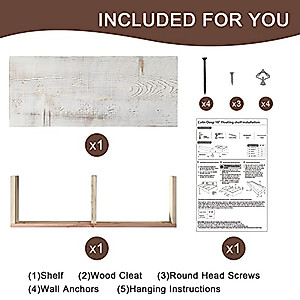 JOLLYMER Washed White Floating Shelves, 10 Inch Deep Wood Wall Shelf for Living Room, Bedroom or Bathroom, Farmhouse Style Home Decor