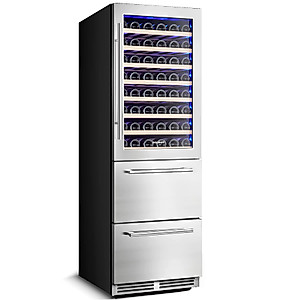 BODEGA Wine and Beverage Refrigerator, 24 Inch Dual Zone Wine Coole, Built-in or Freestanding Beverage Cooler, Soft LED Light Hold 88 Bottles and 149 Cans（2 IN 1 ）