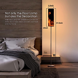 RZNTJHUINA Modern Standing Lamps 3D Pattern Burning Black Minimalist Floor Lamp Metal Pole Lamp with Linen Lampshade for Bedroom Living Room Office Nursery Reading Foot Switch