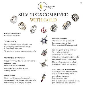 925 Sterling Silver 9k Gold Spinning Ring Combined With Eilat Stone "ani Ledodi Vedodi Li - I Am My Beloved's And My Beloved Is Mine" Song Of Songs 6:3 0.35" Blue Round 5mm Spiritual Unique Jewish