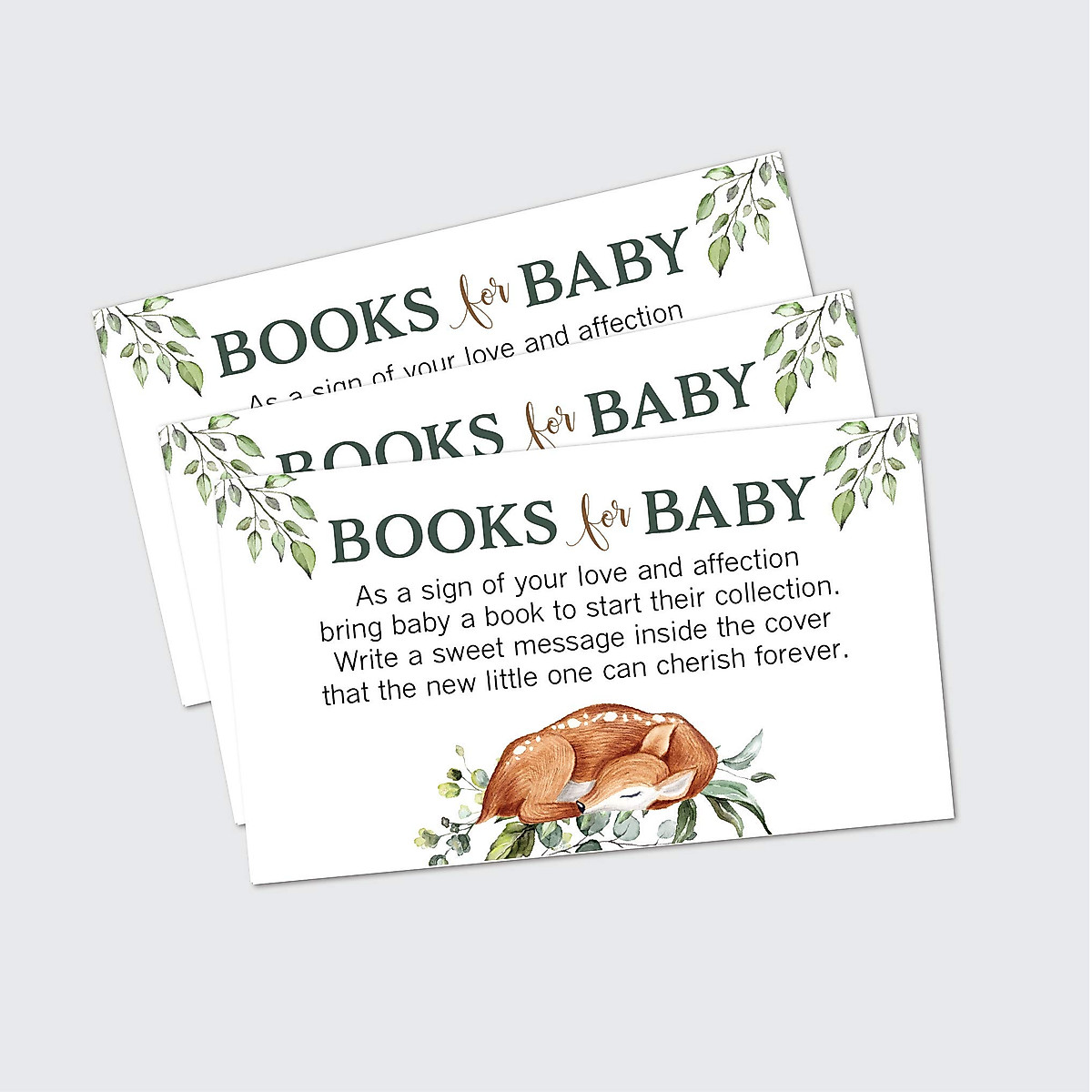 Set of 50 Oh Deer Books for Baby Shower Request Cards, Baby Shower Book Request Card, Woodland Baby Shower Invitations