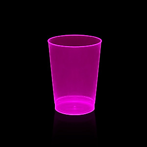 Party Essentials Hard Plastic 10-Ounce Party Cups and Tall Tumblers, Neon Pink, 25-Count