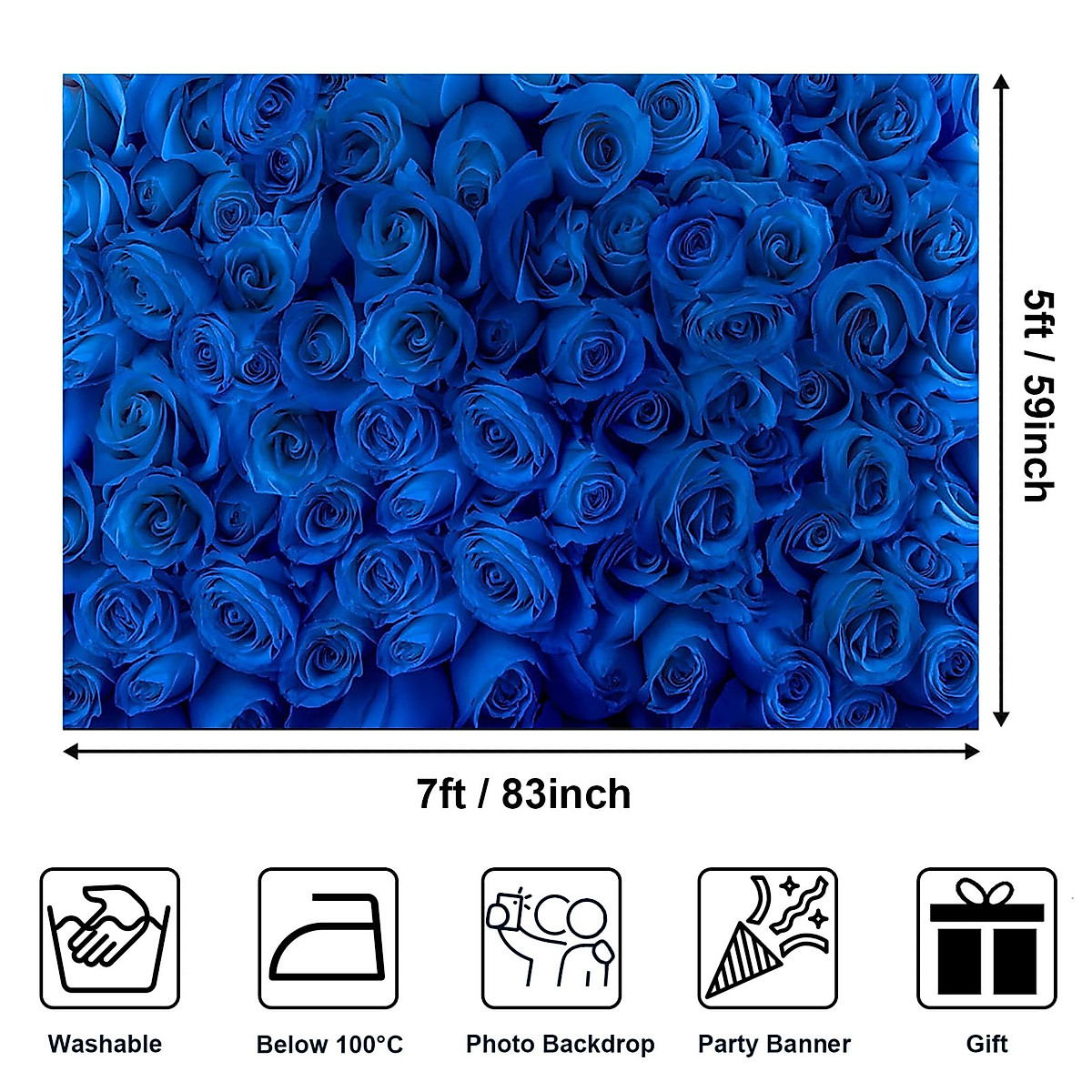 Avezano Blue Rose Flower Backdrop Royal Blue Rose Floral Birthday Bridal Shower Miss to Mrs Wedding Party Background Decorations Portraits Photo Studio Props (7x5)