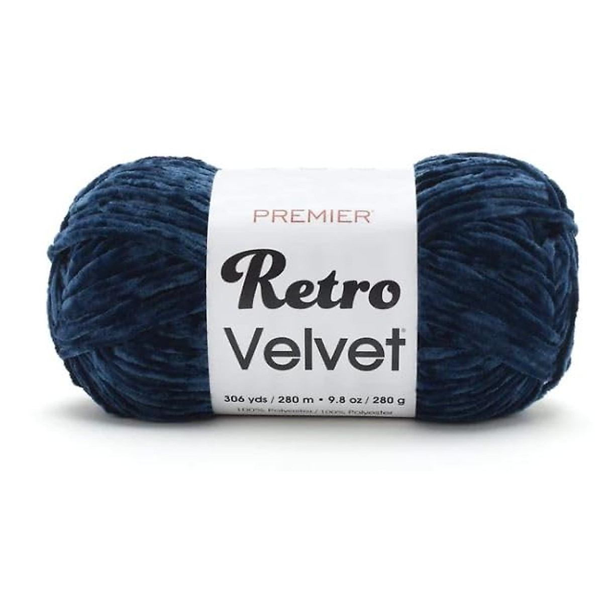 Premier Yarns Retro Velvet Yarn - Big Ball 9.8 Oz - 2 Pack Bundle with Bella's Crafts Stitch Markers (Navy)