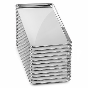 GRIDMANN 13" x 18" Commercial Grade Aluminum Cookie Sheet Baking Tray Jelly Roll Pan Half Sheet - 12 Pans