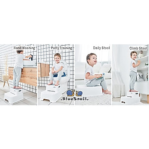 BlueSnail Double up Step Stool for Kids, Anti-Slip Sturdy Toddler Two Step Stool for Bathroom ,Kitchen and Toilet Potty Training(Gray)