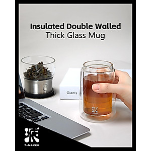 ZENS Modern Small Glass Tea Infuser Teapot, 3-in-1 Smart One Touch Tea Maker for Loose Leaf Tea Steeper, Solo Simple Tea Strainer with 9oz Double Walled Tea Cup for Hot Black, White Tea Diffuser.