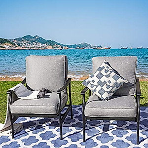 LOKATSE HOME Patio Bistro Dining Chairs Sets Outdoor Conversation Steel Iron Furniture with 5.1 Inch Thick Seat Cushions, Grey
