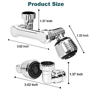 MLG Tools Universal 1080 Swivel Robotic Arm Swivel Extension Faucet Aerator Sink Water Splash rotatable Faucet Aerator 2 Mode Rotating Filter Extension，ABS