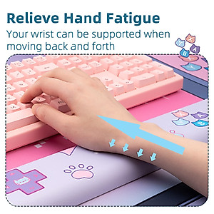 GeekShare Cute Wrist Rest Support Mouse Pad Set- Non-Slip Rubber Base and Lightweight Memory Foam Wrist Rest for Keyboard and Mouse, Perfect for Gaming,or Home Office Work(Mousepad & Wrist Rest)