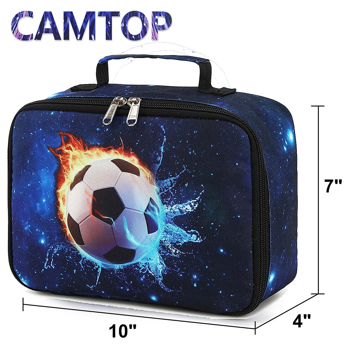 Kids Soccer Lunch Box Boys Girls Insulated Lunch Cooler Bag Reusable Lunch Tote Kit for School Travel