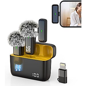 NPTCL Wireless Microphone for Android Lav Mic USB C Lavalier Microphone Type C Lapel Mic for iPhone 15/16 iPad Video Recording Vlog TikTok Instagram - 24H Charging Case Noise Reduction