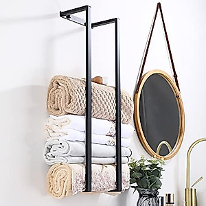Bathroom Wall Towel Rack, Stainless Wall Mounted Towel Racks Holder with 2 Bars, Organizer for Storage of Rolled Bath Towels or Washcloths Hand (16 inches)