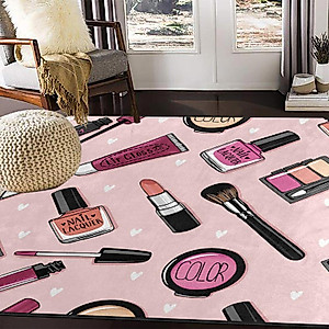 Oueoty Fashion Lipstick Love Heart Pink Area Rug 1.5x2.5ft/18x30in/45x75cm,Baby Play Mat for Living Dining Dorm Room Bedroom Home Decorative