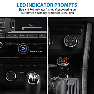 Esky Bluetooth Receiver for Car, 3.5mm Aux Bluetooth Car Adapter, Bluetooth 5.0 Wireless Car Audio Stereo Kits with Hands-Free Call, Dual 2.4A USB Ports Car Charger - US Patent No. US 10,272,845 B2