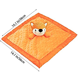 BEILIMU Fox Lovie for Babies Security Blanket Soft Minky Dot Fabric with Silky Satin Backing Baby Snuggle Toy Animal Baby Blanket for Infant and Toddler Orange 14 Inch