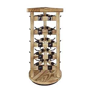 Ikee Design Wooden Rotating Jewelry Display Stand Tower With 30 Removable Hooks,Spinning Earring Card Storage Display Holder Stand for Store,Showcase,Tradeshow and Home,Oak Color