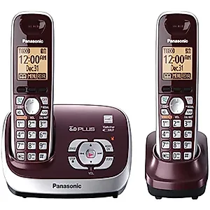 Panasonic KX-TG6572R DECT 6.0 Single Line 1.9GHz Talking Caller ID Expandable Up to 6 Handsets Call Block Eco-Mode Wall Mountable Cordless Telephone - 2 Handsets