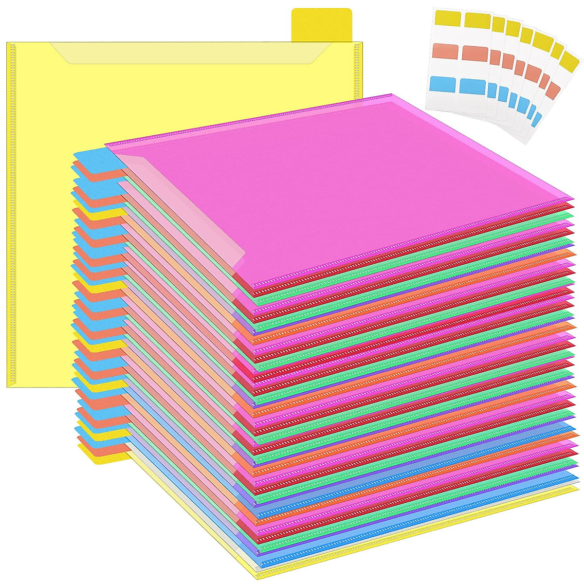 Glenmal 100 Pieces 12x12 Scrapbook Paper Storage Organizer with 180 Pieces Sticky Index Tabs,plastic Craft Vinyl Scrapbook Paper Storage Bags,storage for Scrapbooking Photo and Paper File (Multicolor)