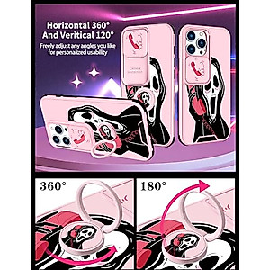 Goocrux (2in1 for iPhone 13 Pro Max Case Skull Skeleton for Women Girls Cute Girly Phone Cover Cool Fun Goth Design with Slide Camera Cover and Ring Holder Teen Cases for iPhone 13 ProMax 6.7''