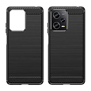 Case For Redmi Note 12 Pro,Xiaomi Poco X5 Pro Case,TPU Carbon fiber Soft Silicone Bumpers Protective Cover Anti-Scratch Shockproof Phone Case For Redmi Note 12 Pro 5G/Xiaomi Poco X5 Pro (Lasi Black)