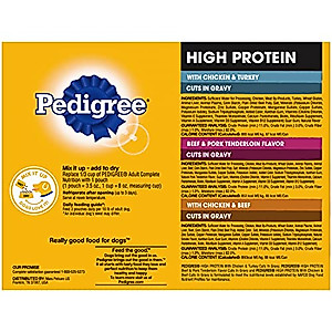 Pedigree High Protein Wet Dog Food Pouches, Variety Pack, 3.5 oz. Pouches,(Pack of 18)