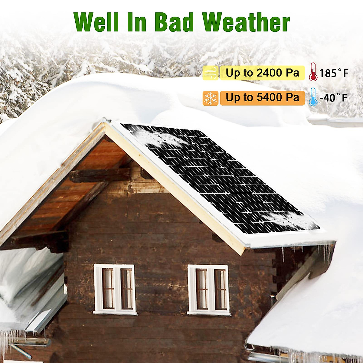 WERCHTAY Watt Solar Panel, Monocrystalline Cell High-Efficiency PV Module, 12V Solar Panels for Homes Camping RV Battery Boat Caravan and Other Off-Grid Applications (100W-2PCS)