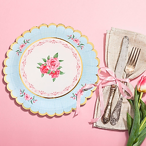 Sparkle and Bash 48-Pack Floral Paper Plates for Baby Shower (7 in) - Tea Party Plates - Baby Shower Plates - Flower Plates Disposable - Paper Floral Plates - Floral Disposable Plates