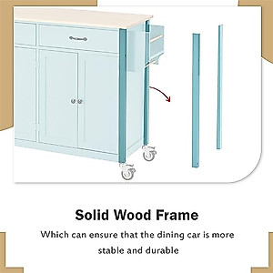 Kitchen Island Cart with Spacious Tabletop and Locking Wheels, 54.3" Large Kitchen Trolley Cart with 4 Door Cabinet and Two Storage Drawers Spice Rack Towel Rack Rolling Kitchen Island Cart Mint Green