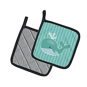 Caroline's Treasures BB7125PTHD Whale Pair of Pot Holders Kitchen Heat Resistant Pot Holders Sets Oven Hot Pads for Cooking Baking BBQ, 7 1/2 x 7 1/2