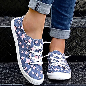 Women Shoes Casual Star Print Sports Shoes Canvas Fashion Casual Shoes Business Casual Shoes Women Wide Blue