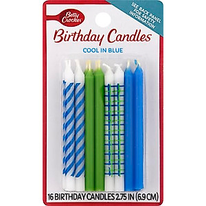 Betty Crocker Cool in Blue Birthday Candles, 16 Count (Pack of 1)