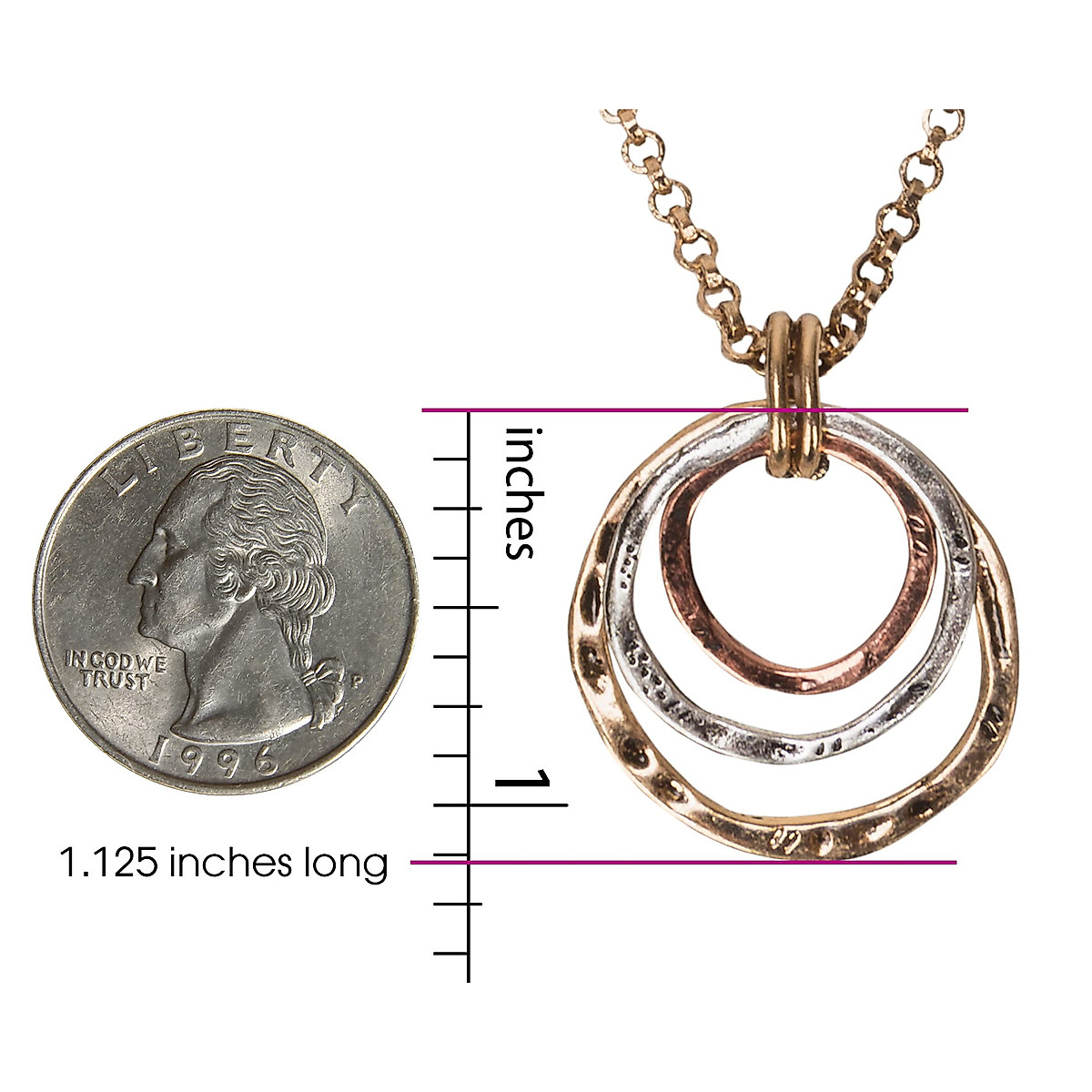 SPUNKYsoul 3 Circle Handmade Necklace for Women (3-Toned with Gold Chain)