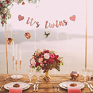 Glitter It's Twins Banner - Great for Baby Shower Boy Girl Wedding Anniversary Graduation Retirement Party Decor - Kids Birthday Party Decorations