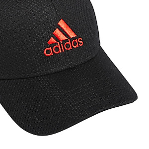 adidas Men's Zags 2.0 Structured Mid Crown A-Flex Stretch Fit Hat, Black/HI-RES RED, Large-X-Large