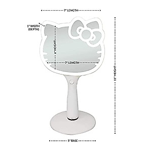 Impressions Vanity Hello Kitty LED Handheld Mirror, Makeup Vanity Mirror with Standing Base and Adjustable Brightness