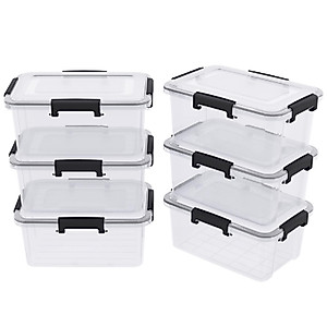 Joyeen 10 Liter Plastic Storage Conatiner, 6 Pack Clear Latch Boxes with Seal Circle/Lids