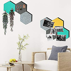 Soyizom Felt Pin Board Self Adhesive Board for Photos | Memos | Display | Notice,Thickened Bexagonal Bulletin Board Decorative Pin Board Pads for Offices School Home Wall Decor(7 Pcs/Set,Style A）