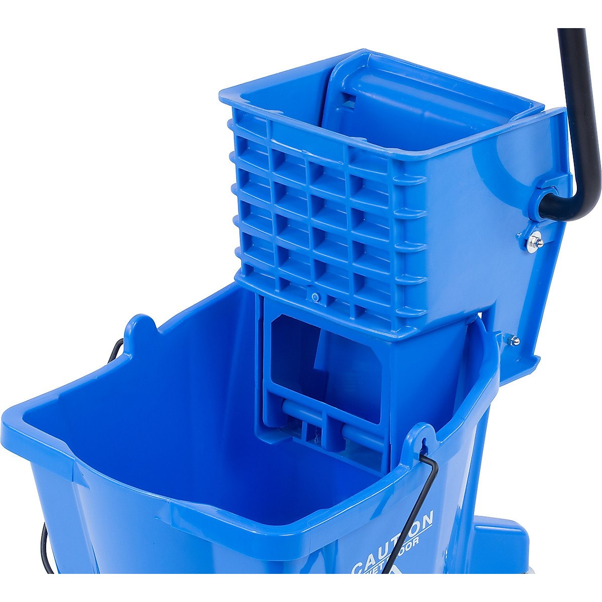 Carlisle FoodService Products Mop Bucket with Side-Press Wringer for Floor Cleaning, Restaurants, Offices, And Janitorial Use, Polyproylene, 26 Quarts, Blue